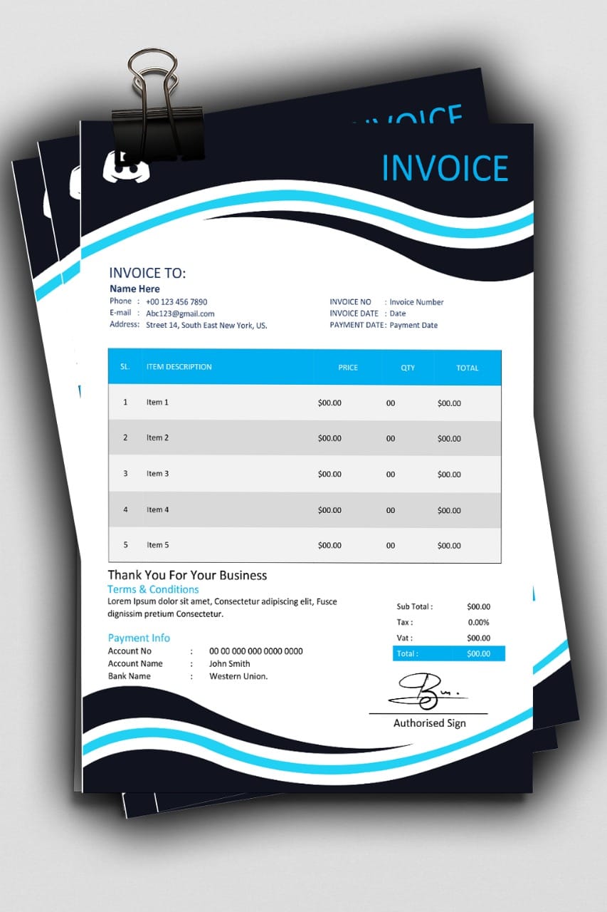 Fillable PDF Sales Invoice Template Design 18 - Fully Editable ...